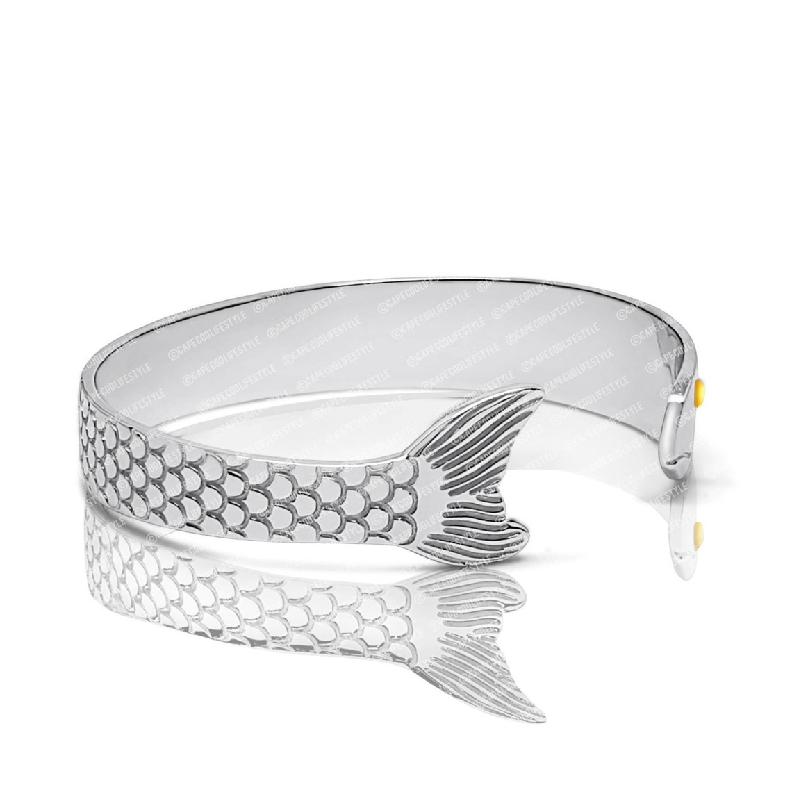 Cape Cod Fish Bracelet Solid 925 Silver & Real 14k Gold Eye | Etsy