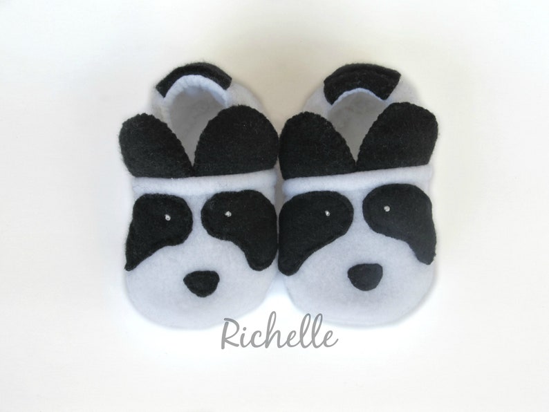 Baby Panda Shoes, Slippers, White Black Baby Booties Moccasins, Animal ...