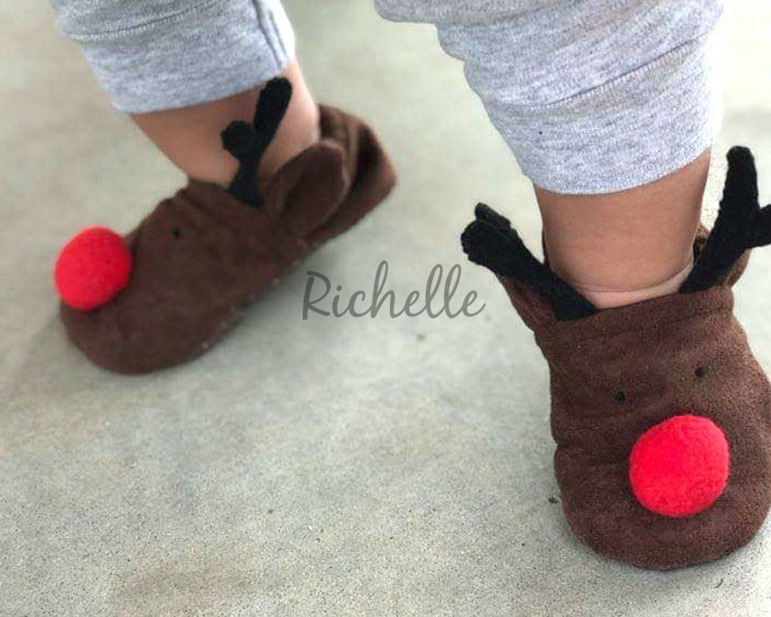 Reindeer Baby Shoes, Christmas Toddler Slippers, Infant Crib Booties ...