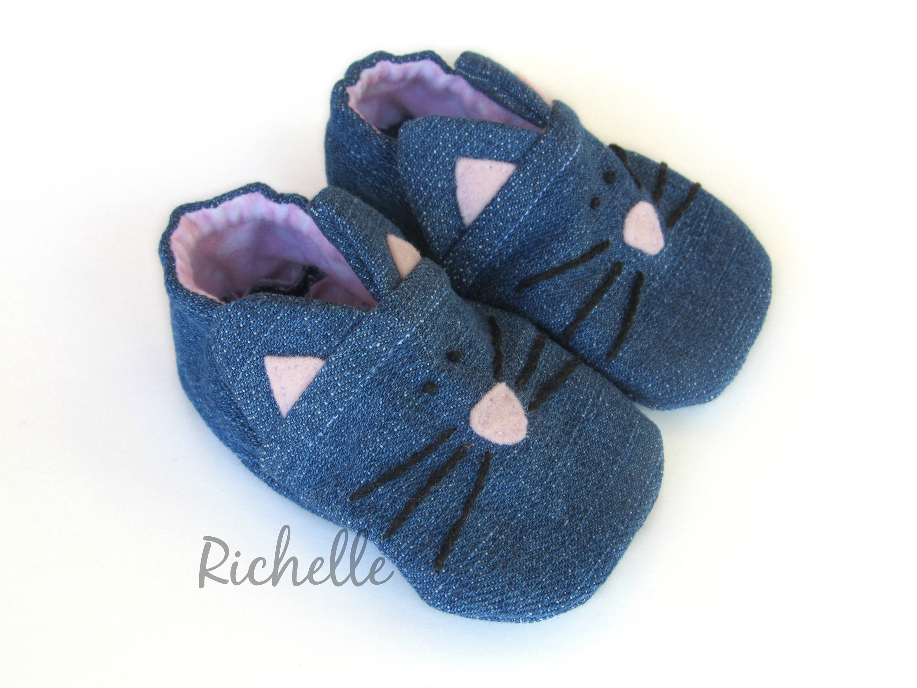 Zapatos de gato bebé zapatillas de gatito denim con | Etsy