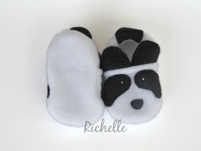 Baby Panda Shoes, Slippers, White Black Baby Booties Moccasins, Animal ...
