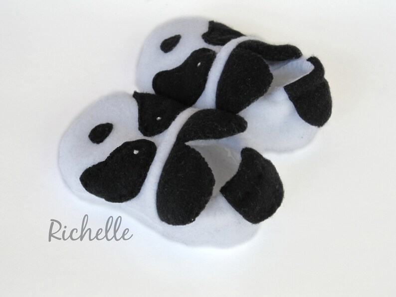 Baby Panda Shoes, Slippers, White Black Baby Booties Moccasins, Animal ...