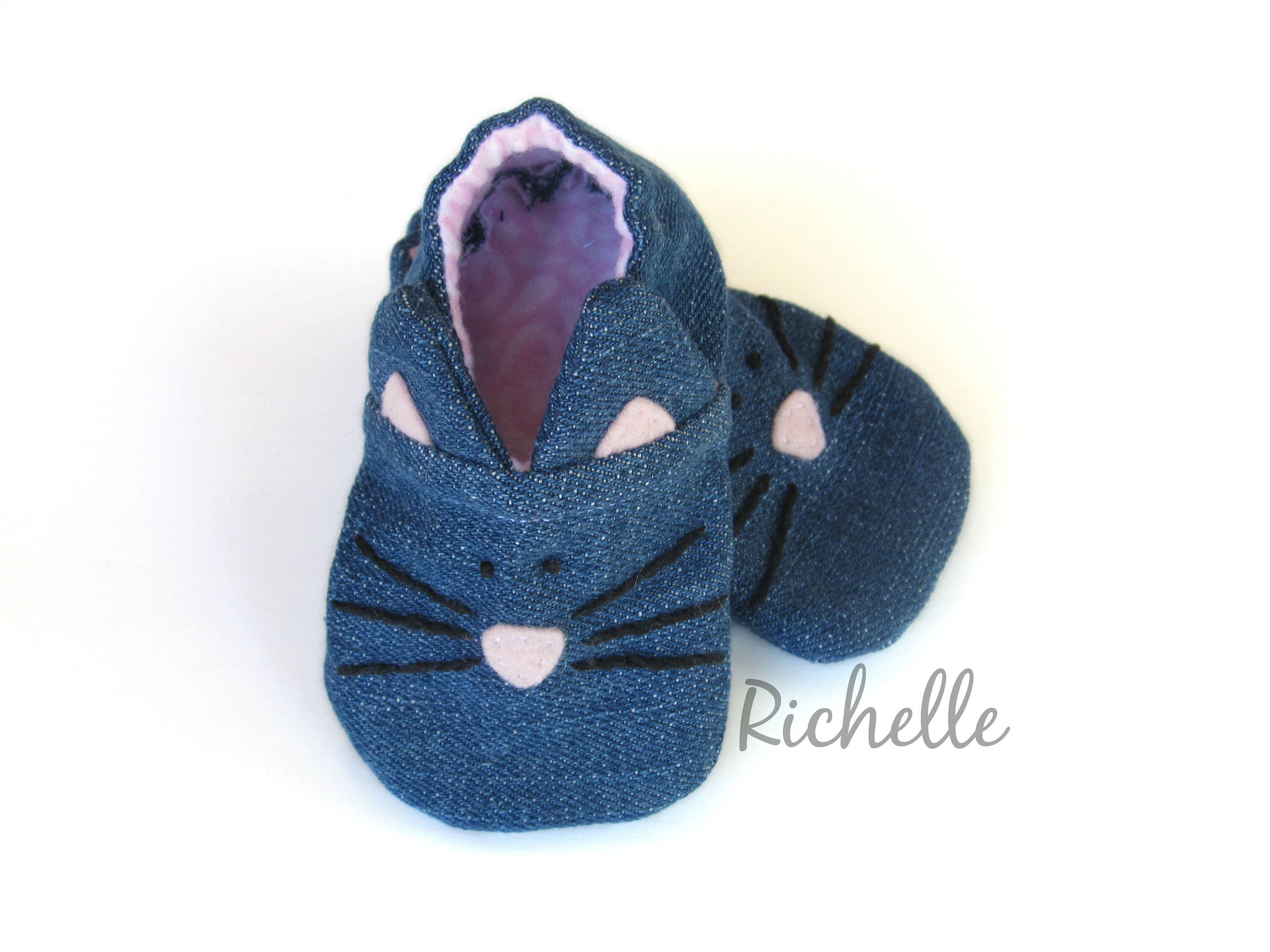Zapatos de gato bebé zapatillas de gatito denim con | Etsy