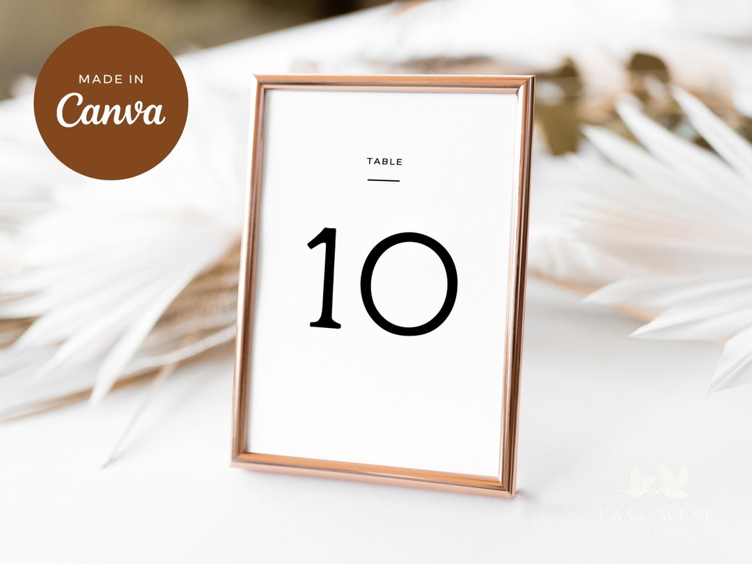 Modern Table Number Template, Wedding Table Number Card, Fully Editable ...