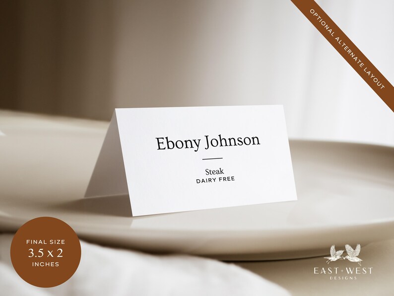 Minimalist Name Card Template Printable Place Card for - Etsy