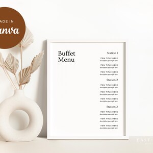 Minimalist Menu Sign Template, Printable Buffet Menu Sign for Wedding ...