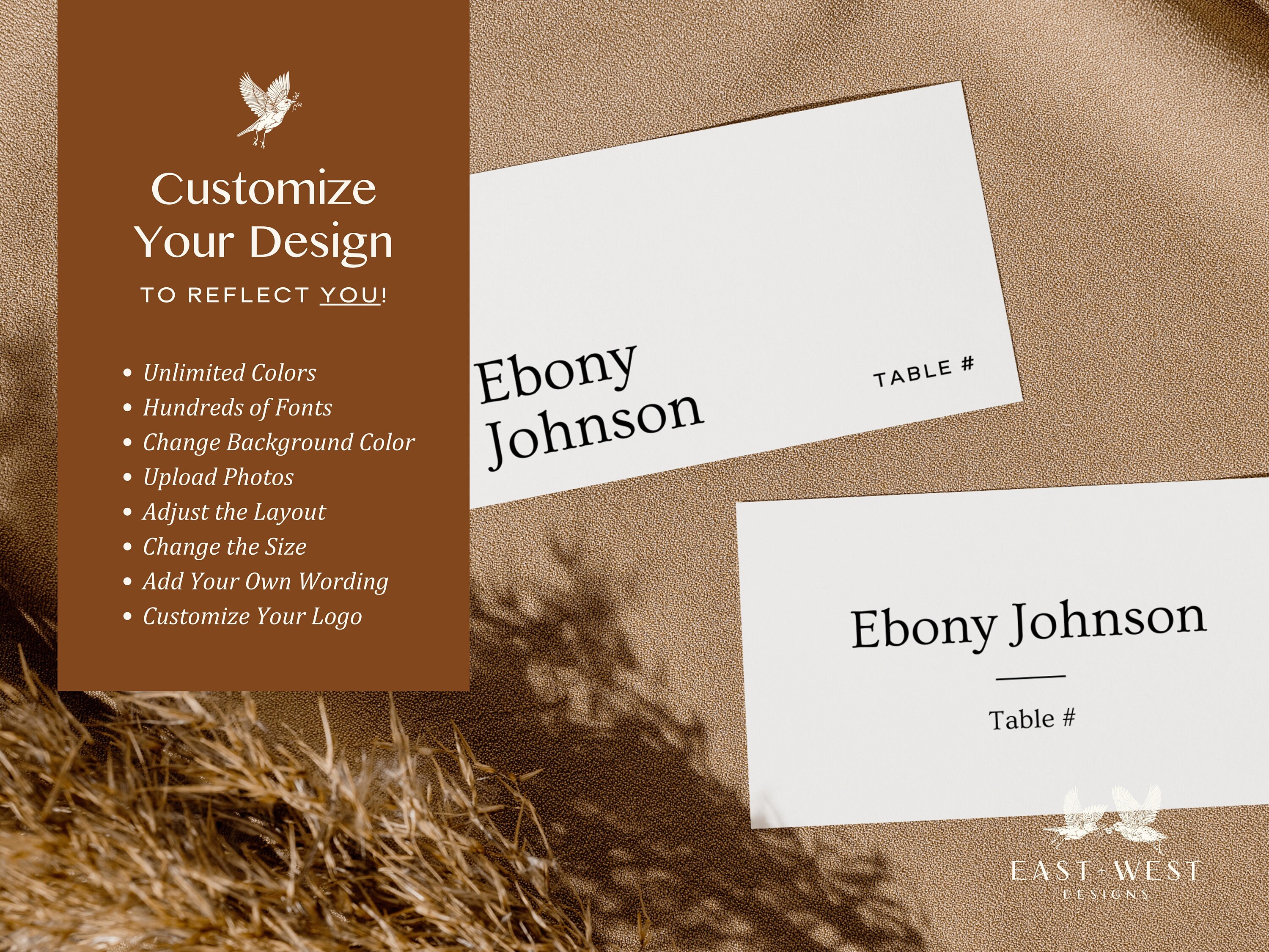 Minimalist Name Card Template Printable Escort Card for - Etsy