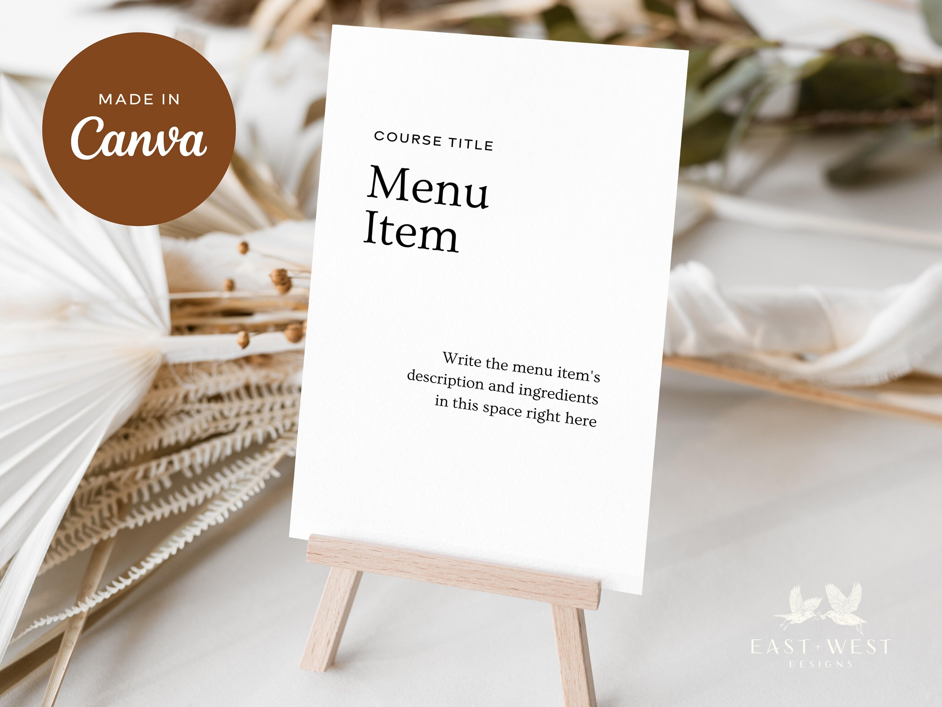 Minimalist Buffet Menu Sign Template, Printable Buffet Menu Card for ...