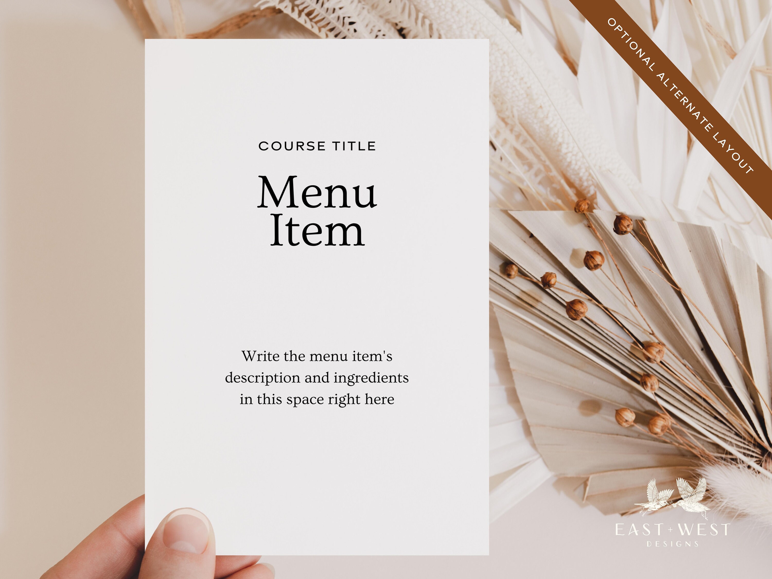 Minimalist Buffet Menu Sign Template, Printable Buffet Menu Card for ...