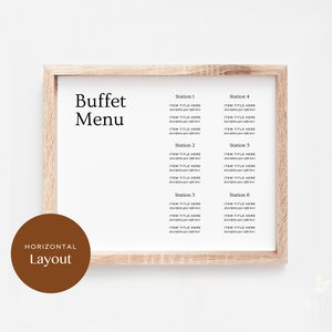 Minimalist Menu Sign Template, Printable Buffet Menu Sign for Wedding ...