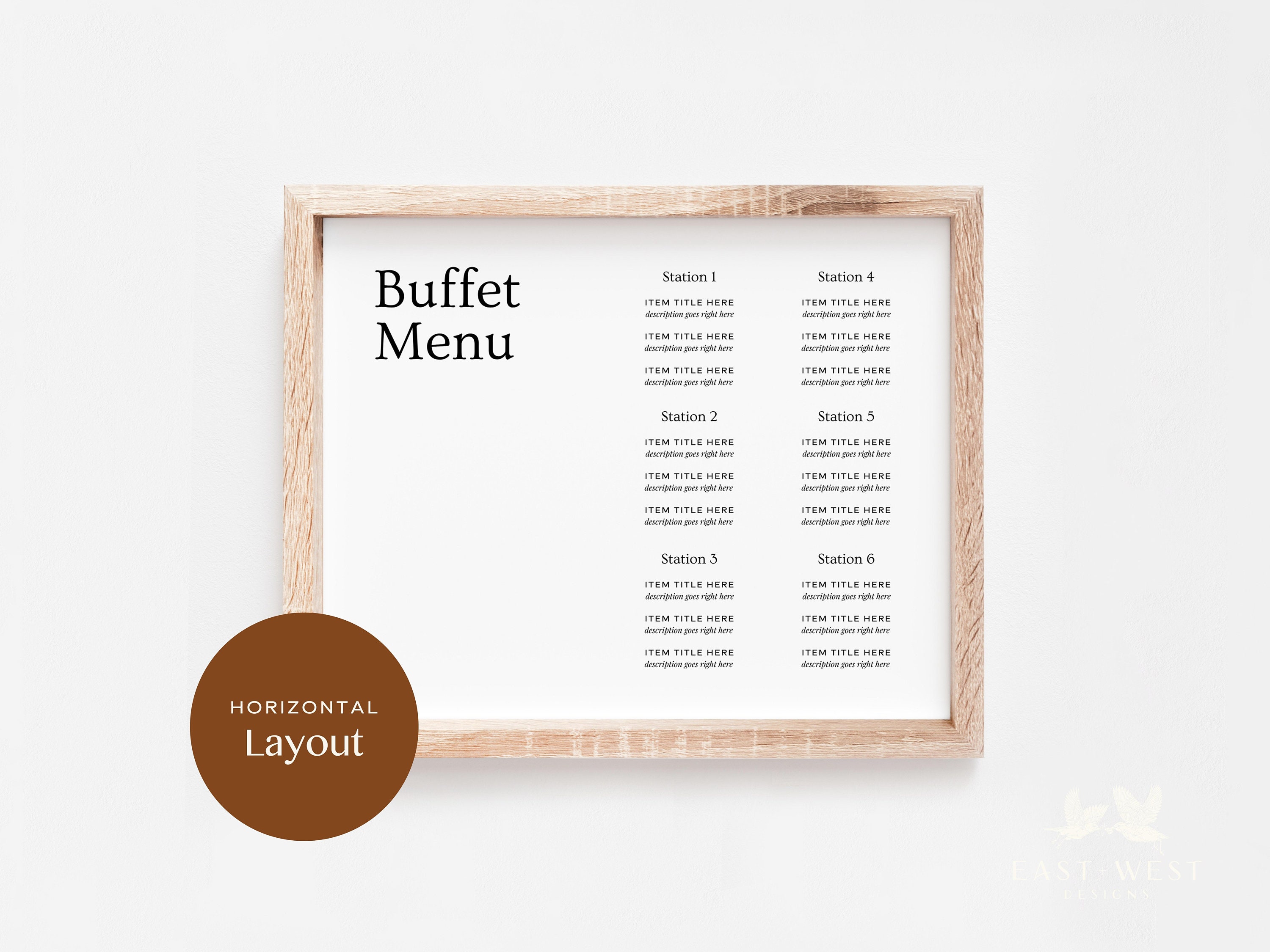 Minimalist Menu Sign Template, Printable Buffet Menu Sign for Wedding ...