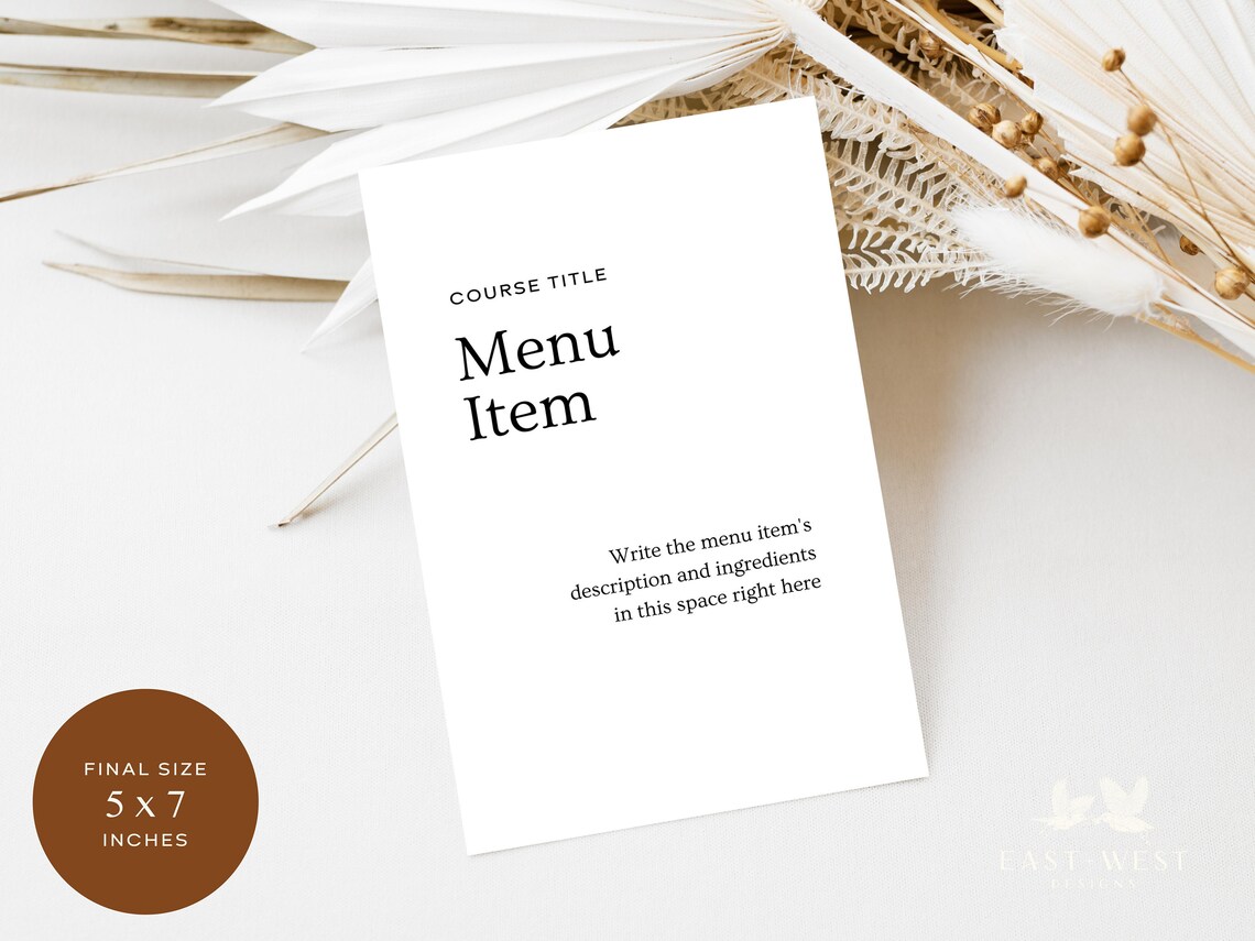 Minimalist Buffet Menu Sign Template Printable Buffet Menu - Etsy