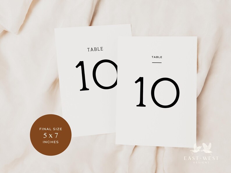 Modern Table Number Template, Wedding Table Number Card, Fully Editable ...