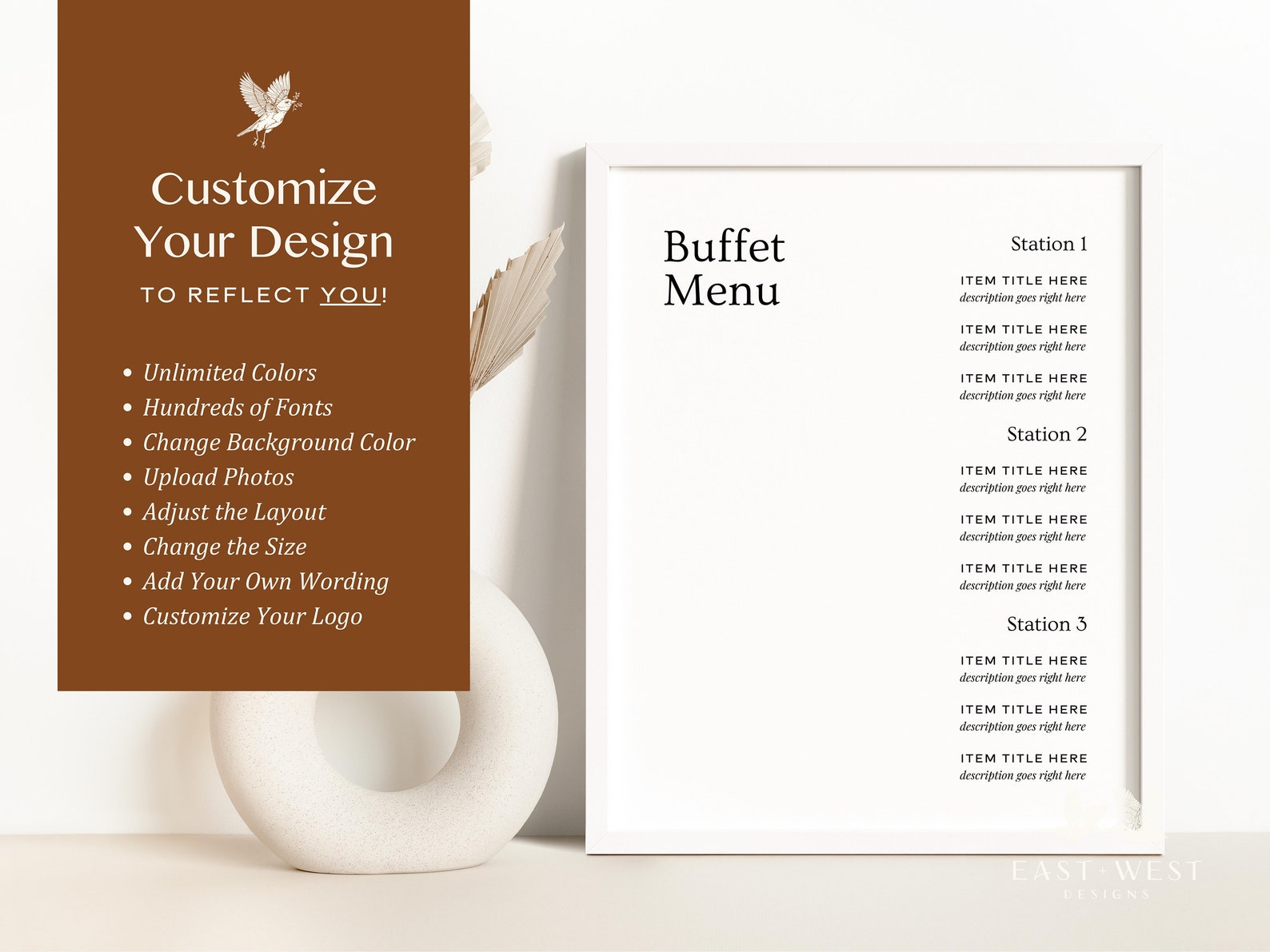 Minimalist Menu Sign Template Printable Buffet Menu Sign for - Etsy