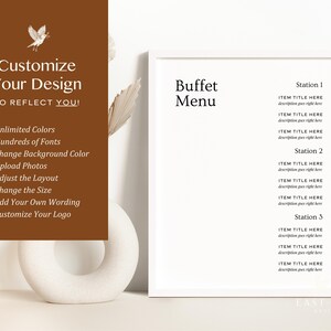 Minimalist Menu Sign Template, Printable Buffet Menu Sign for Wedding ...