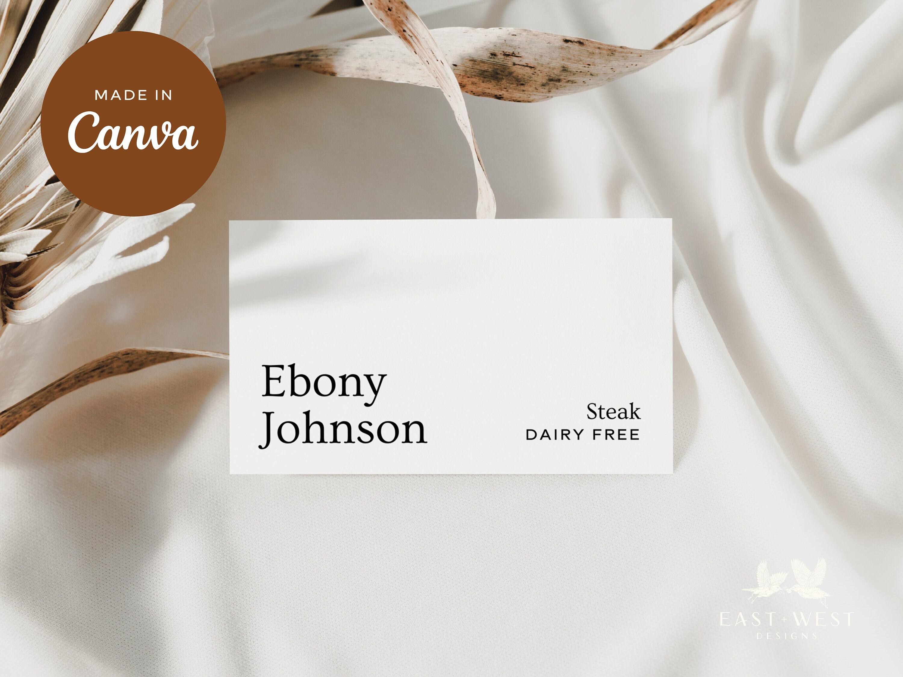 Minimalist Name Card Template Printable Place Card for - Etsy
