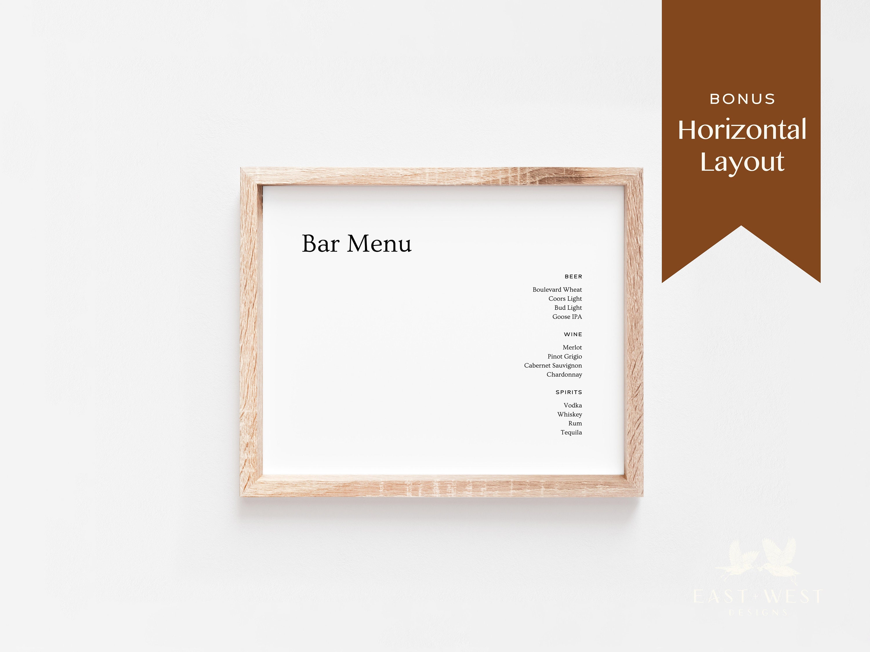 Minimalist Bar Sign Template Printable Drink Menu Sign for - Etsy