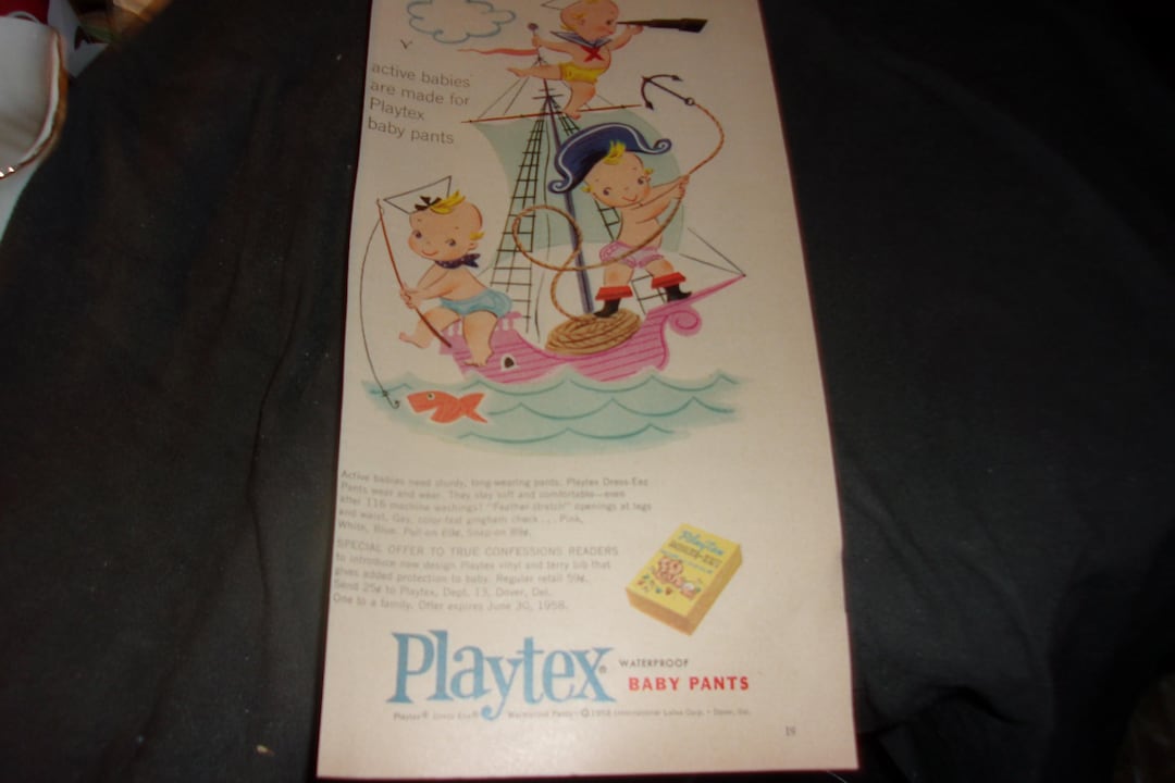 Full Color Partial Page Vintage Advertisement for Playtex Baby Pants ...