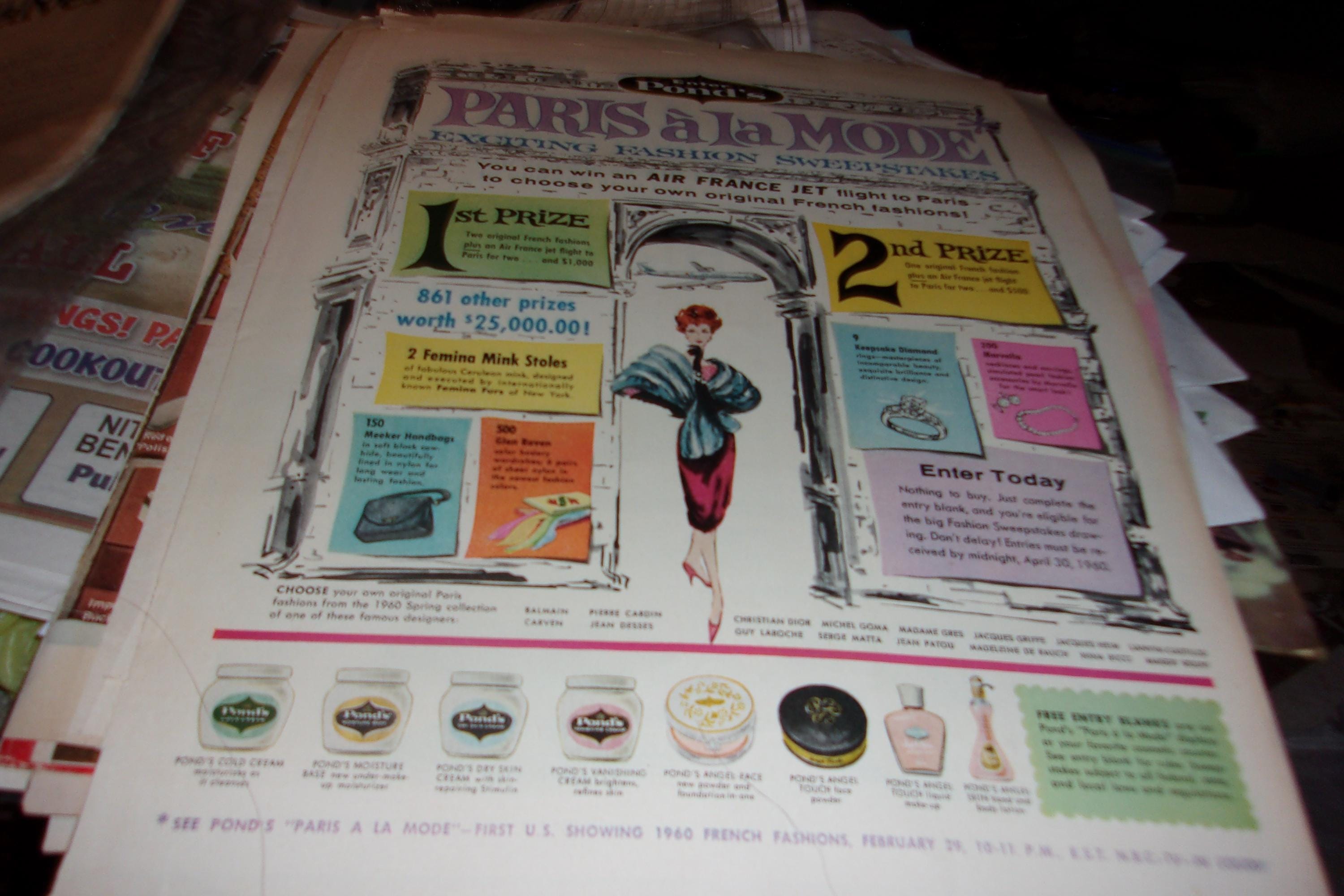 Vintage Full Page Magazine Advertisement the paris a La Mode Contest - Etsy