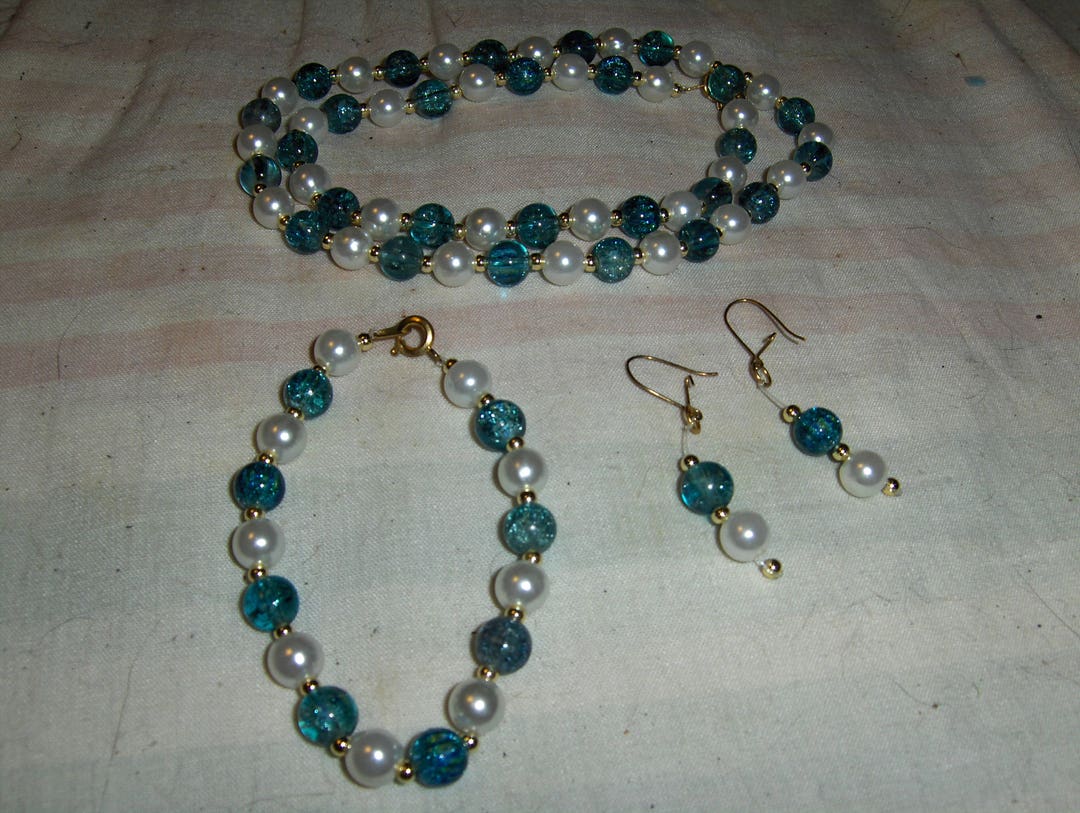 Teal Green "crackle Shock" 3 Piece Set - Etsy