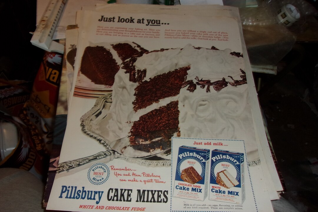 Double-sided Full Page Color Vintage Advertisements for Pillsbury Cake ...