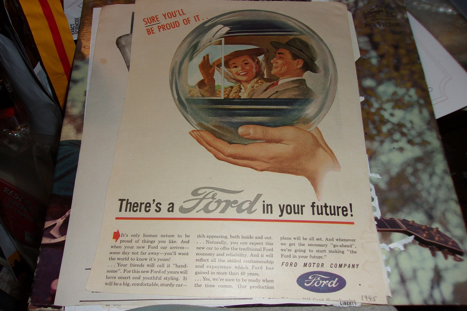 Double-sided Color Vintage Advertisement for the Ford Motor Company and ...