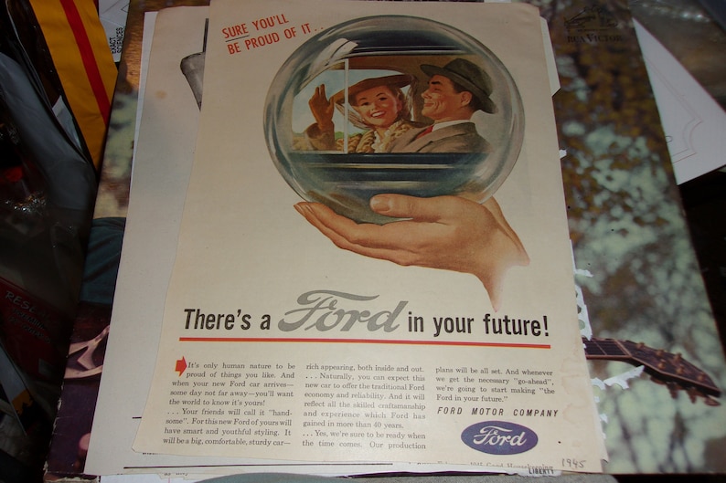 Double-sided Color Vintage Advertisement for the Ford Motor Company and ...