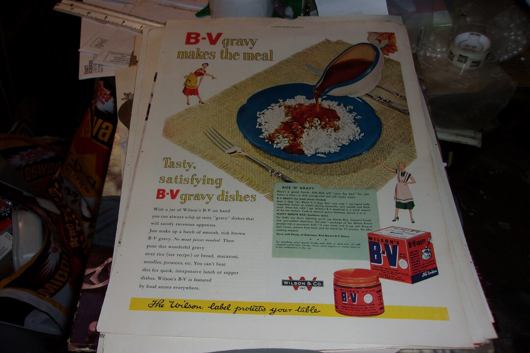Double-sided Vintage Advertisement for Wilson's B V Meat Flavoring and ...