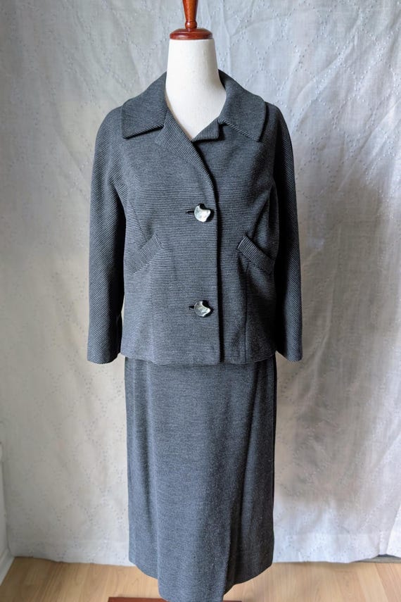 1950s 1960s David Crystal Fashions Vintage Dark Grey … - Gem