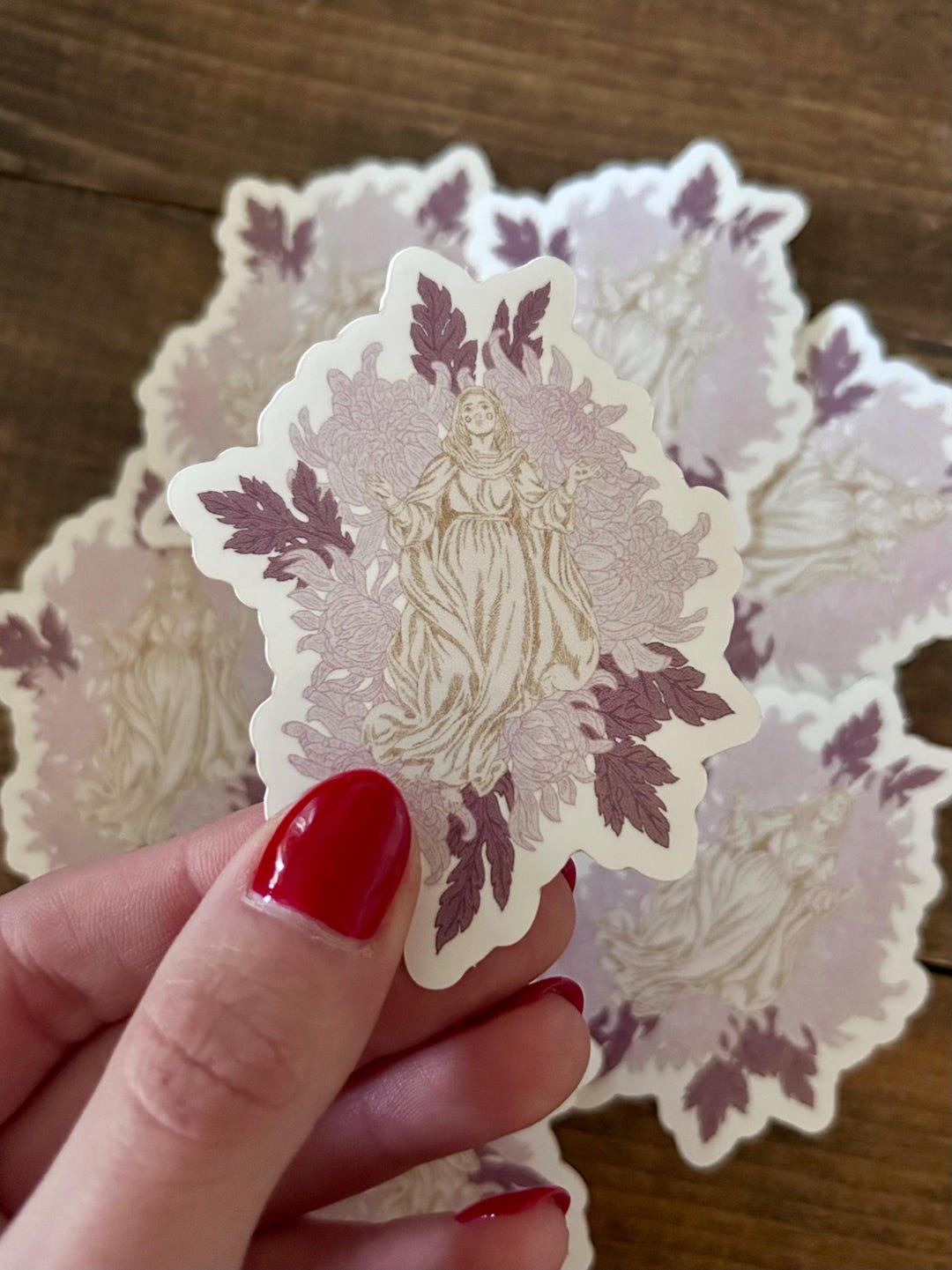 Virgin Mary Sticker | Our Lady With Flowers | Catholic Sticker | Gifts ...