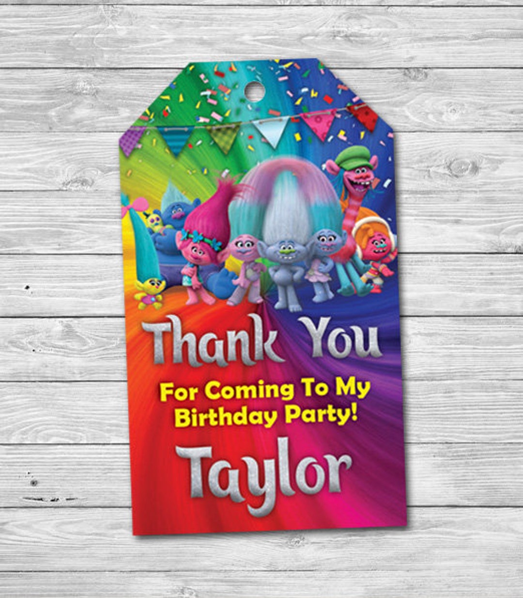 Trolls Birthday Thank You Favor Tag, Trolls Thank You Card Tag, Trolls ...