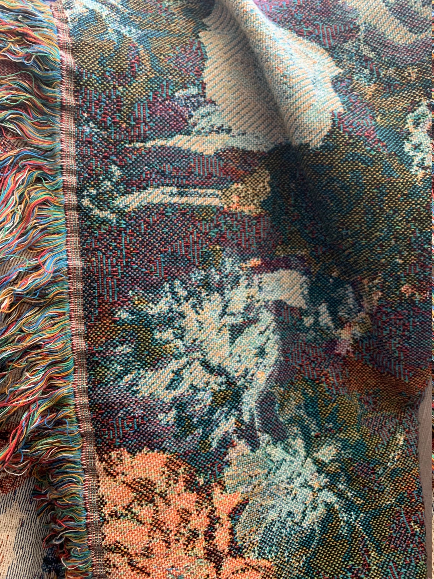 Floral Woven Throw Blanket With Fringe. Personalized Gift Blanket for ...