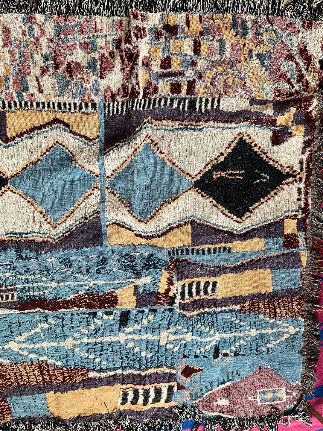 Moroccan Throw Blanket With Colorful Fringe. Casablanca Inspired ...