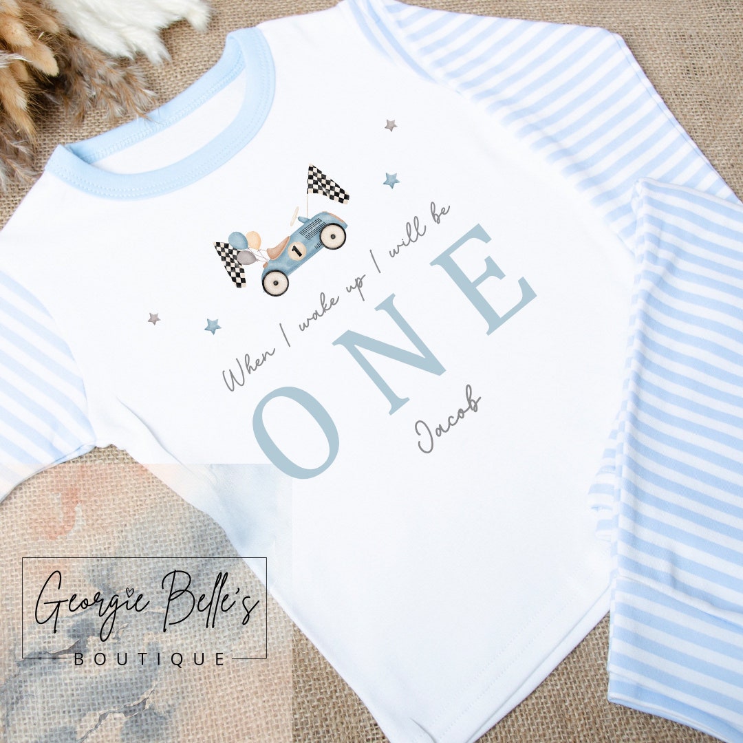 Personalised Blue Racing Car Birthday Pyjamas / Pajamas / Pjs, When I ...