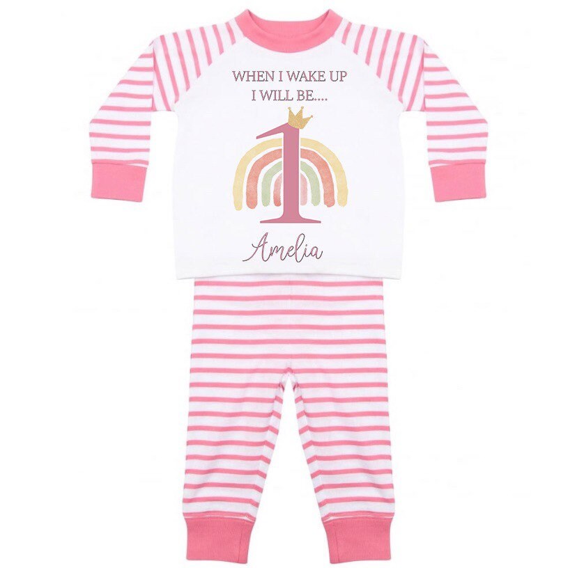 Girls personalised birthday pjs birthday pyjamas 1st | Etsy