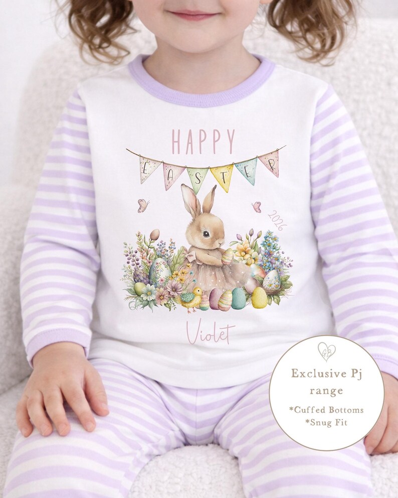 Personalised Girls Easter Pyjamas – 100% Cotton Bunny Pjs - Etsy UK