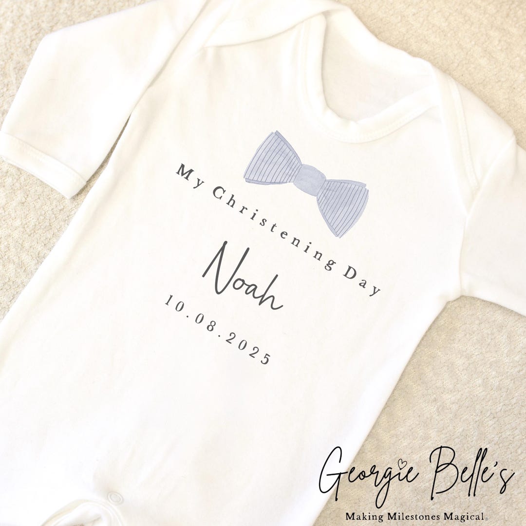 Personalised Christening Babygrow – Custom Baby Grow With Name & Date ...