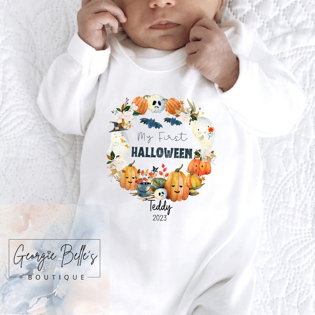 1st Halloween Babygrow, My First Halloween, Baby First Halloween, Baby Halloween Outfit, Costume ...