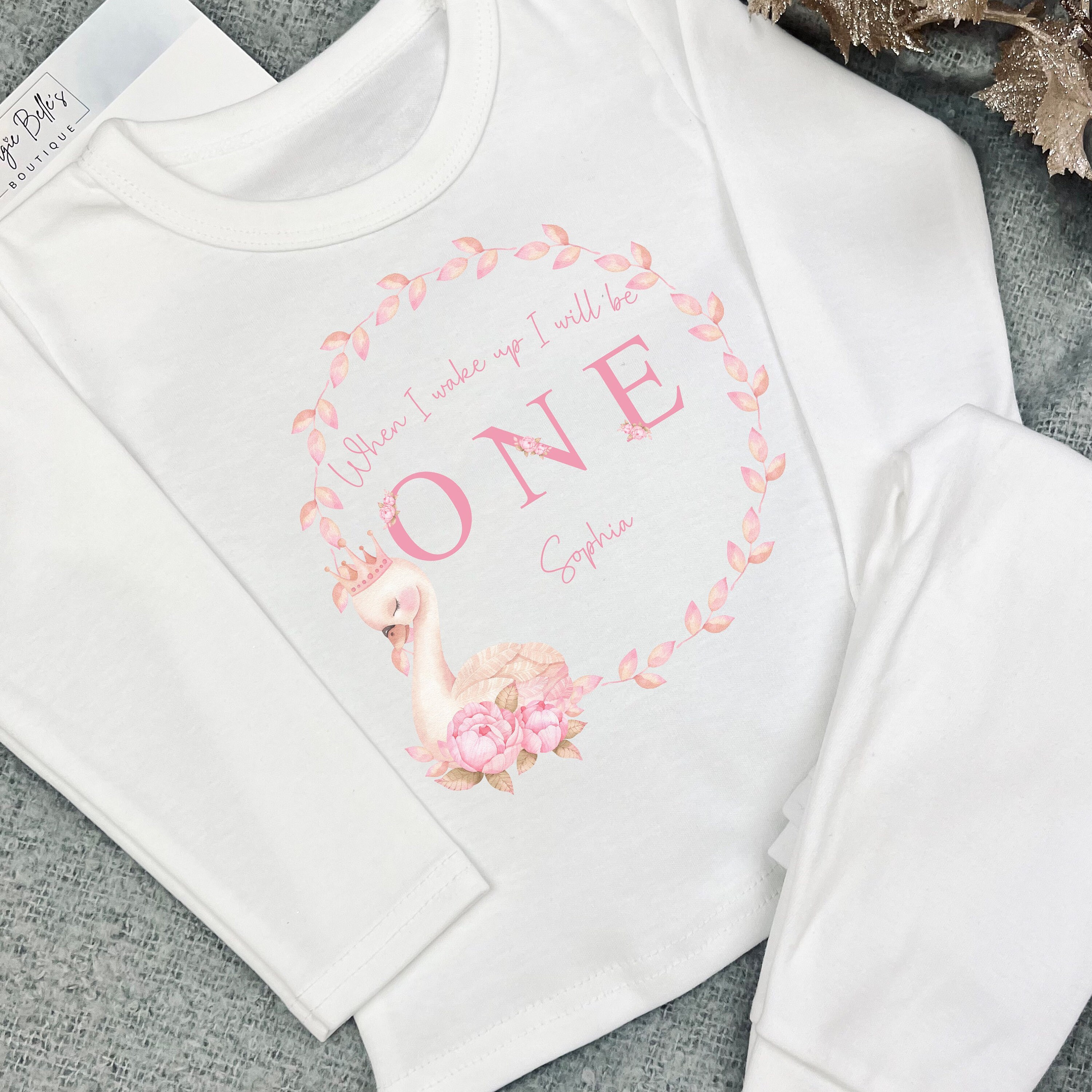 Girls Swan Themed Birthday Pyjamas Swan First Birthday When - Etsy