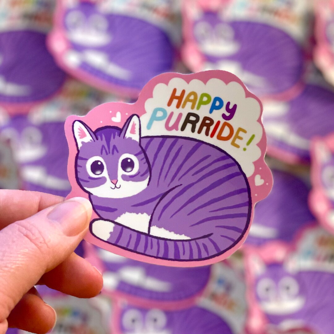 Happy Purride Gay Cat Pride Sticker - Etsy