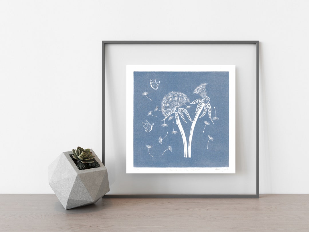 Dandelion Linocut Print, Botanical Art Print, Nature Lover Gift - Etsy UK