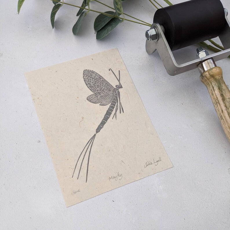 Mayfly Limited Edition Linocut Print Insect Wall Art Fly | Etsy