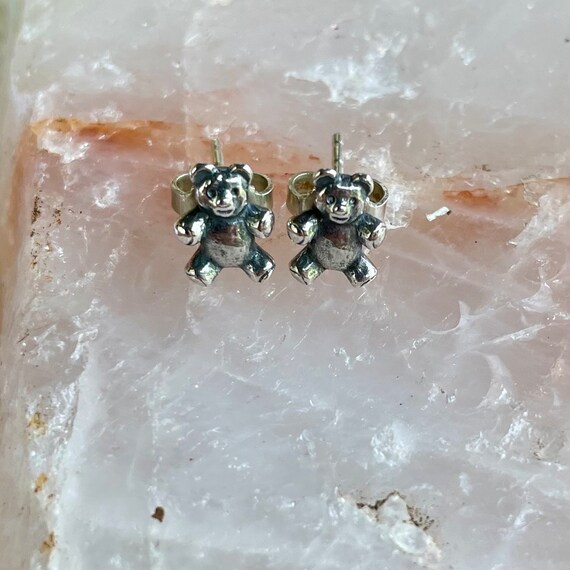 Retired James Avery Teddy Bear Earrings - Gem