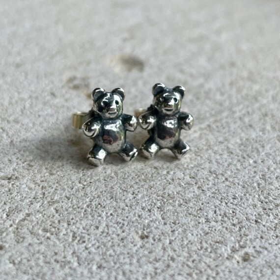 Retired James Avery Teddy Bear Earrings - Gem