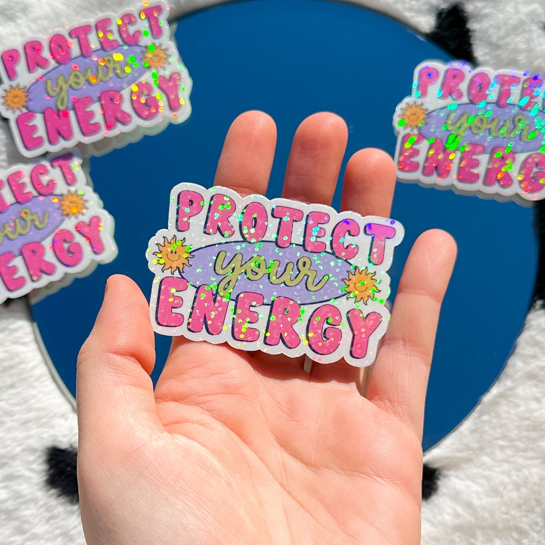 Protect Your Energy Cute Trendy Holographic Sticker - Etsy