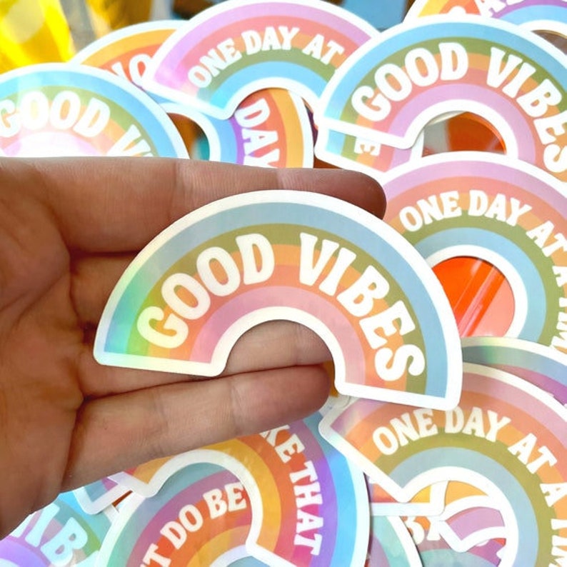 Happy Rainbows | Cute Pastel Holographic Water-resistant Stickers - Etsy