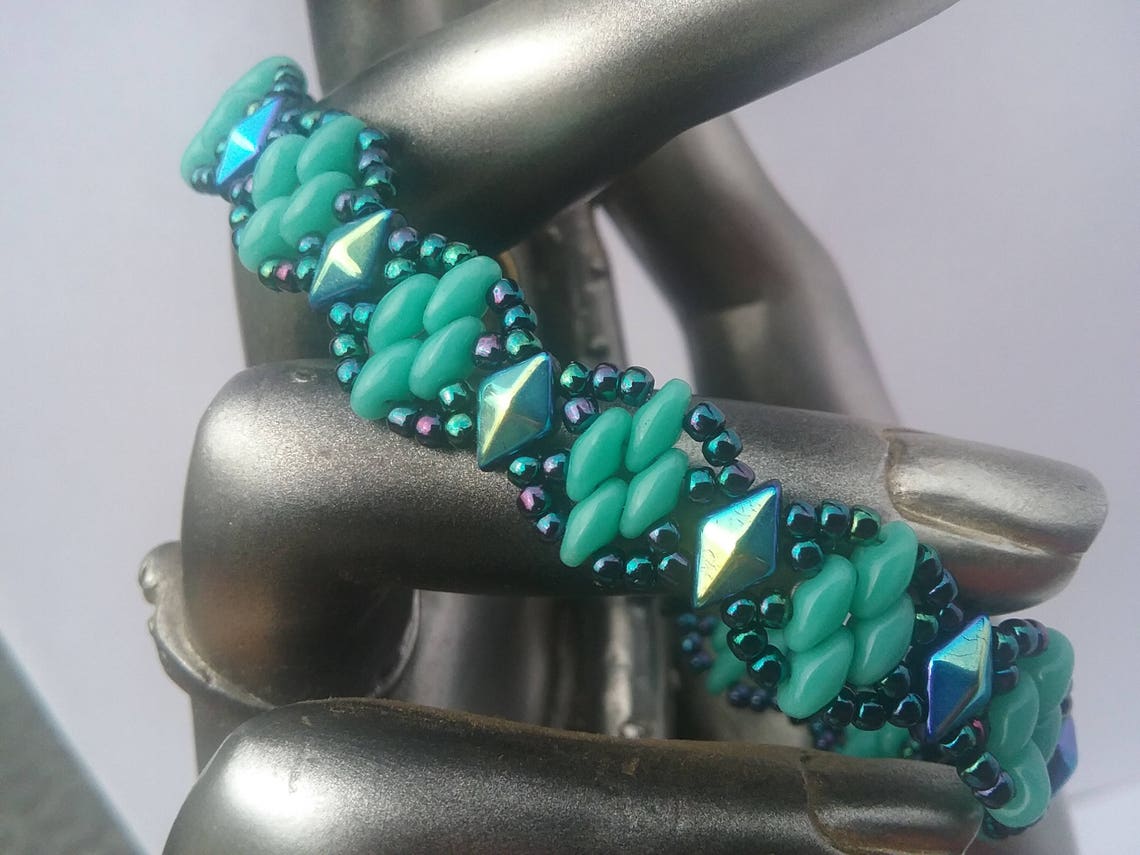 Turquoise Bracelet, Super Duo Bracelet, Diamond Duo Bracelet, Metallic ...