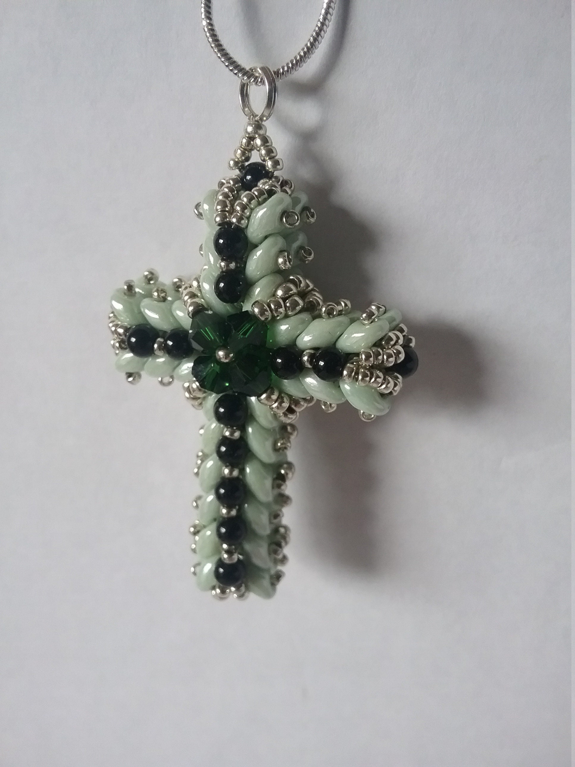 Collar de cruz, colgante de cruz con cuentas, joyería cristiana ...