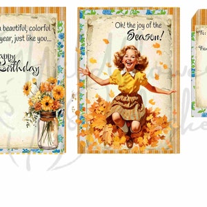 Autumn Birthday Printable Card Kit, Birthday Greeting Card, Autumn ...