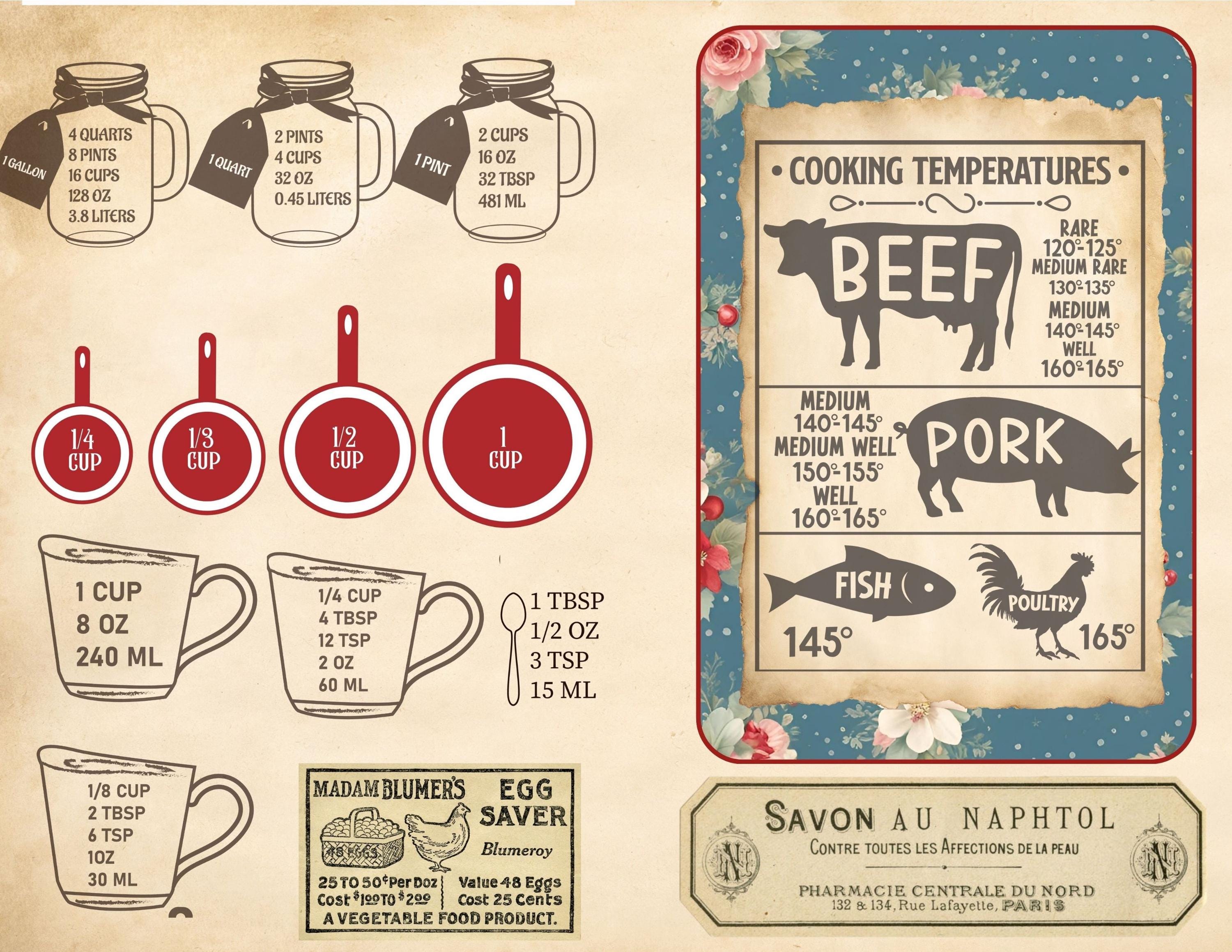 Country Christmas Recipe Journal Kit, Shabby Chic Ephemera (digital ...